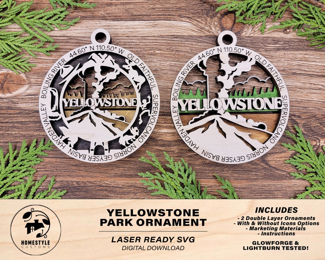 Yellowstone Park Ornament - Includes 2 Ornaments - Laser Design SVG ...