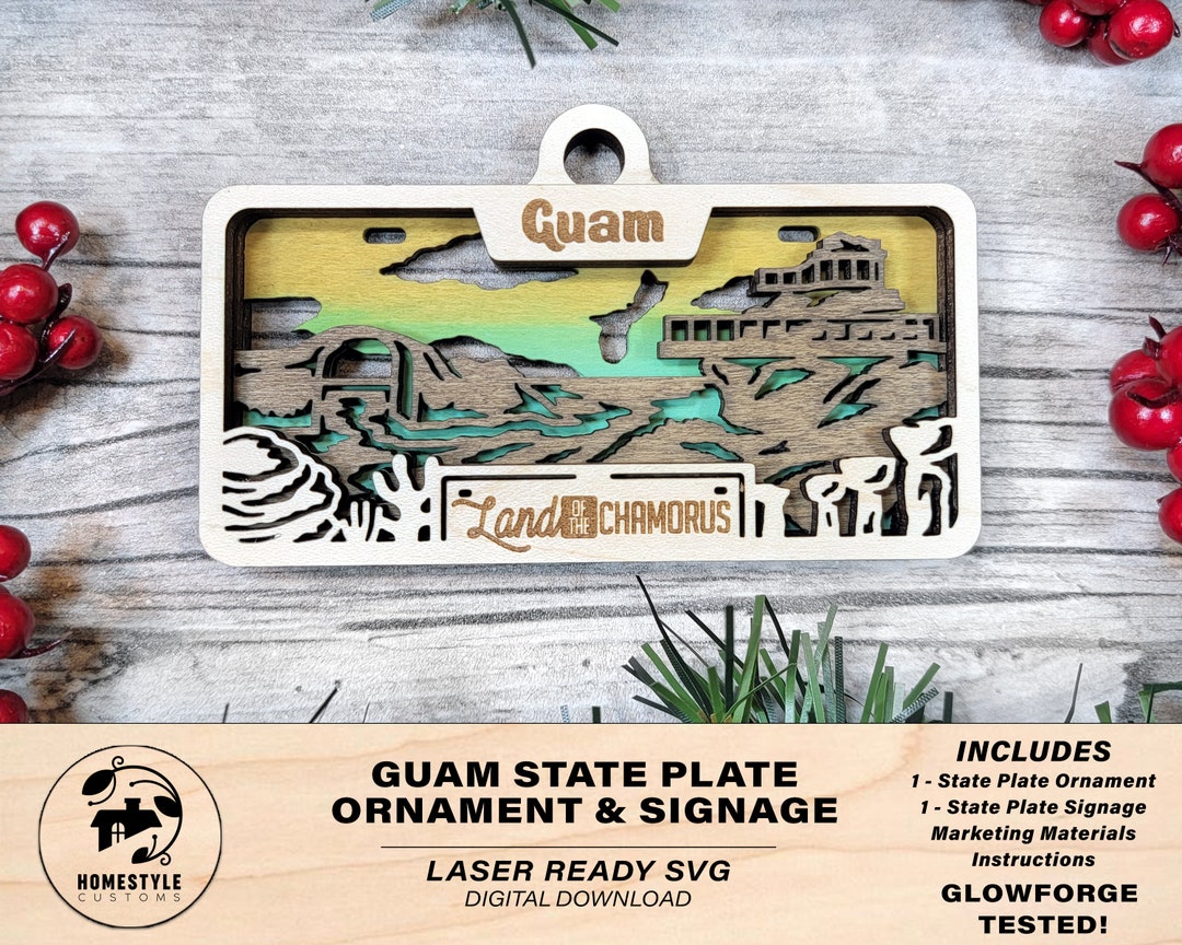 Guam State Plate Ornament and Signage - SVG File Download - Sized for ...