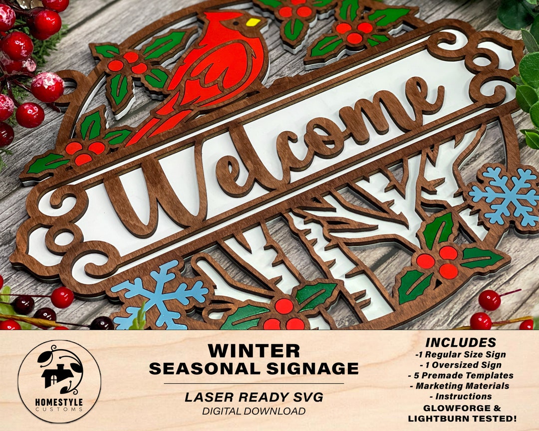 Seasonal Welcome Signage - Winter Version - 2 Variations, 5 Sayings ...