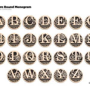 Modern Round Monogram - SVG File Download - Sized for Glowforge ...