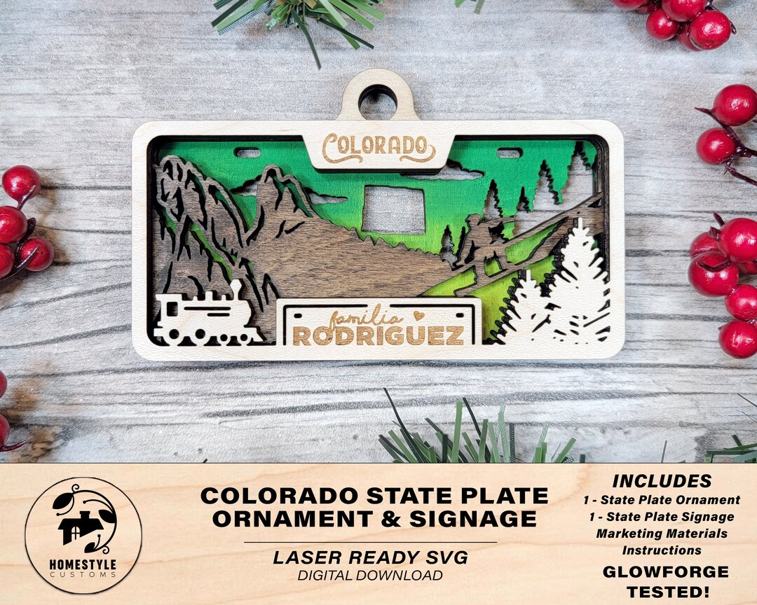 Colorado State Plate Ornament and Signage - SVG File Download - Sized ...