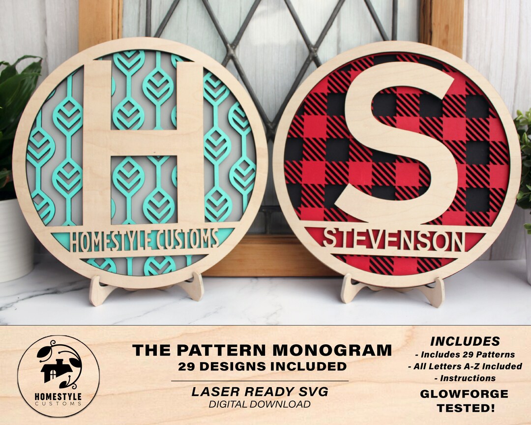 Pattern Monogram Set - 29 Pattern Designs Included -- SVG File Download ...