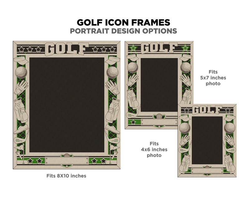 Golf Icon Frames - Includes Frame Sizes 4x6, 5x7, 8x10 in Landscape and ...