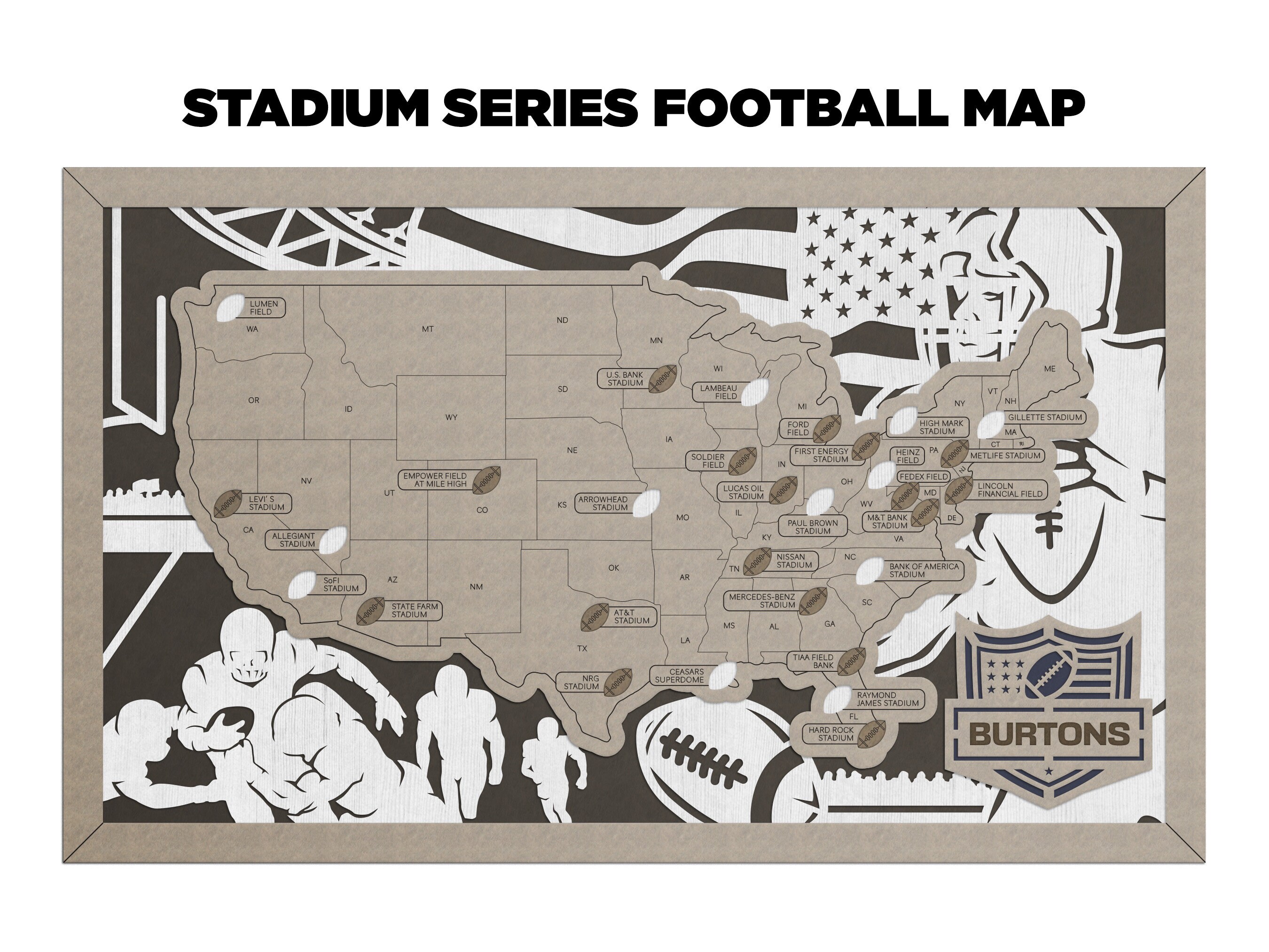 The Stadium Series Football Map - Stadium Tracker - SVG File Download ...