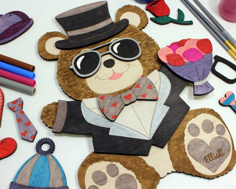 Valentines DIY Build a Bear Craft - Boy Version - SVG File Download ...