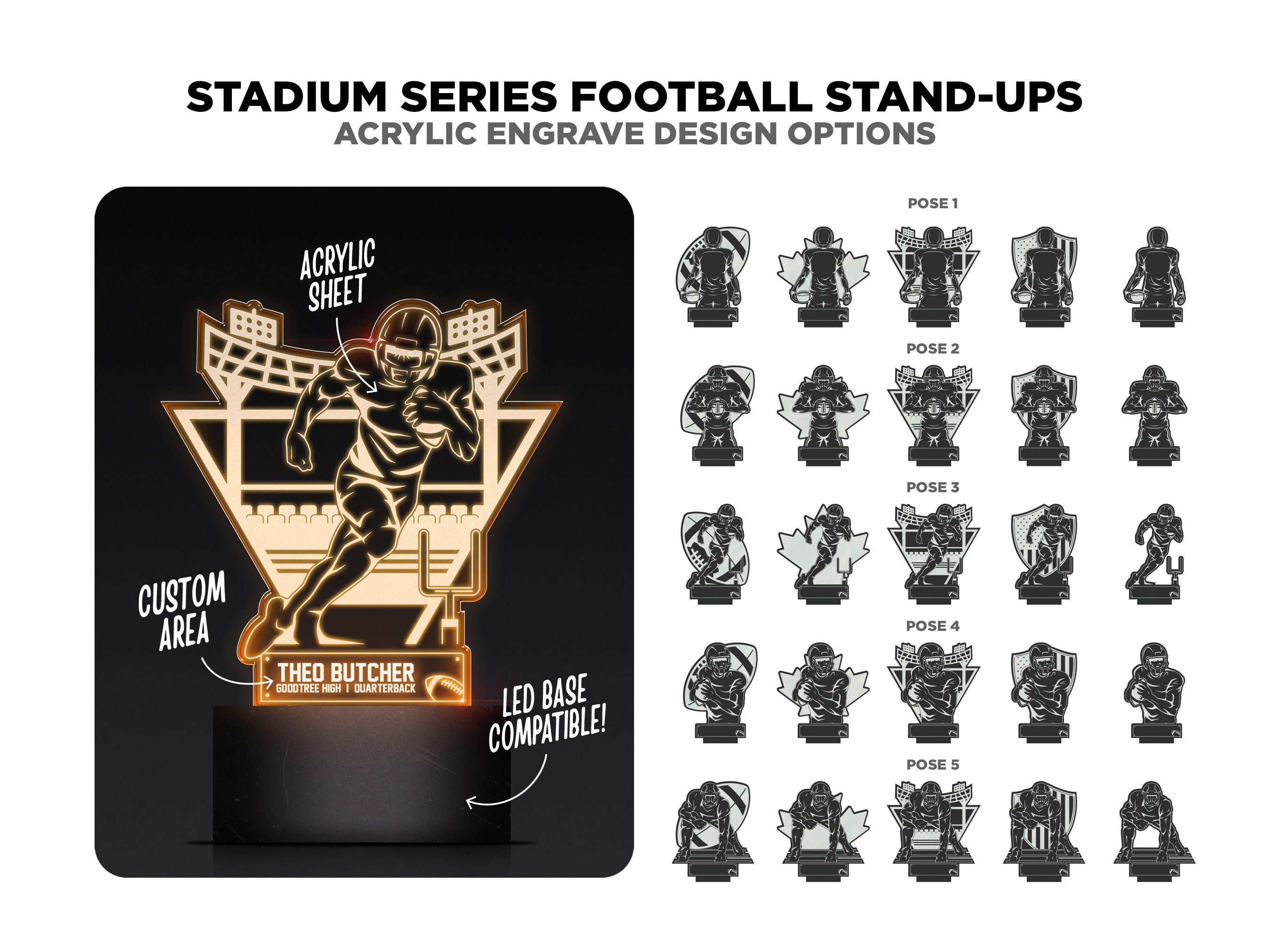 Stadium Series Stand Ups - Football - 5 Poses in 2 Cut Formats and 1 ...