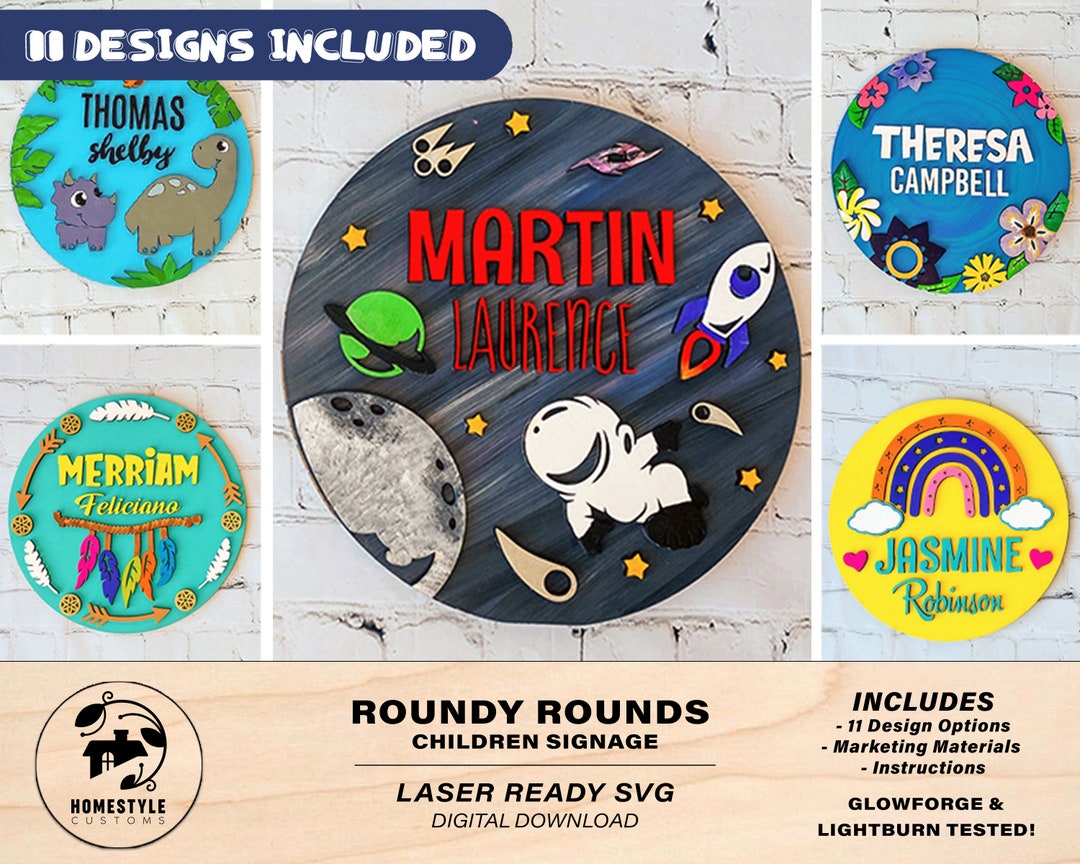 Roundy Rounds - Children Signage - 11 Designs Included - SVG Files ...