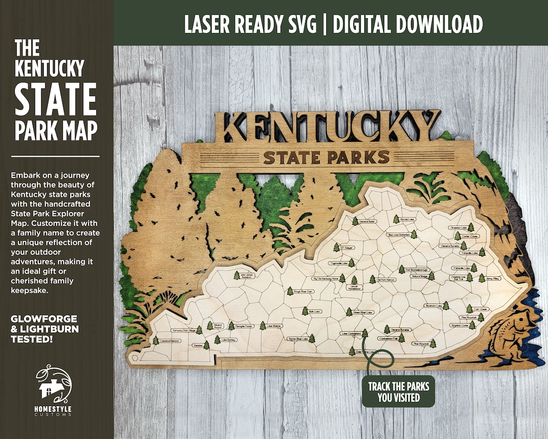 The Kentucky State Park Map - Custom and Non Customizable Options - SVG ...