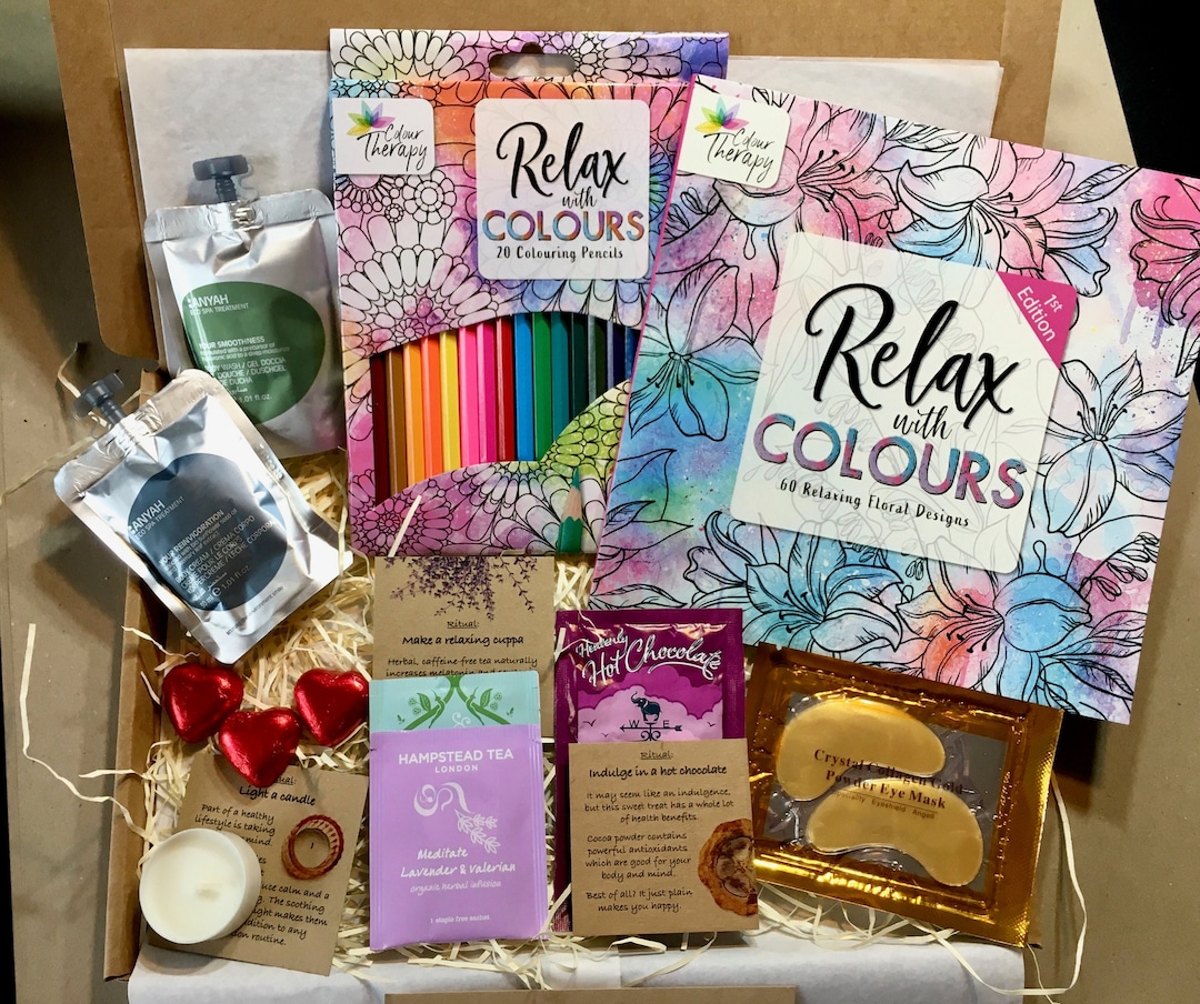 MINDFUL MOMENTS Colouring Gift Box: Letterbox Wellbeing Get Well Soon ...