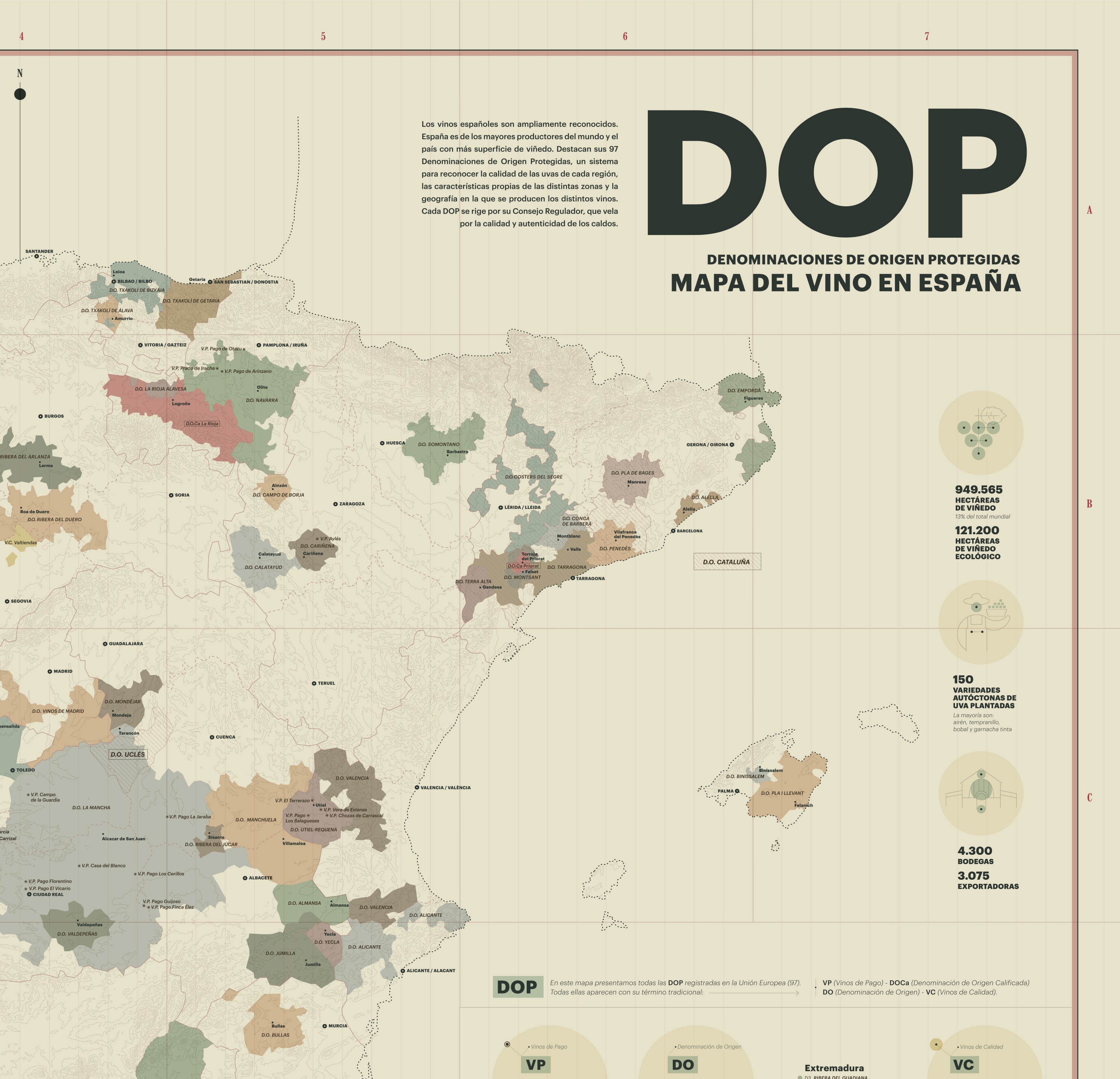 Mapa infográfico DOP vinos España | Infographic map DOP wines Spain ...