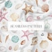 Summer Seamless Pattern Seashells Watercolor Art | Beach Ocean Digital ...