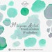 Turquoise Watercolor Brush Stroke and Splashes Clipart PNG Hand Painted ...