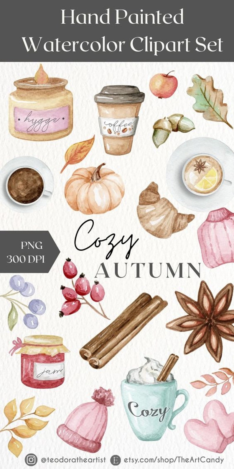 Cozy Winter Watercolor Clipart Bundle Autumn Hygge Clipart - Etsy
