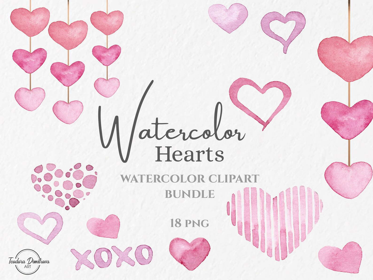 Watercolor Hearts Clipart Bundle | Valentine's Day PNG Love PNG | Hand ...