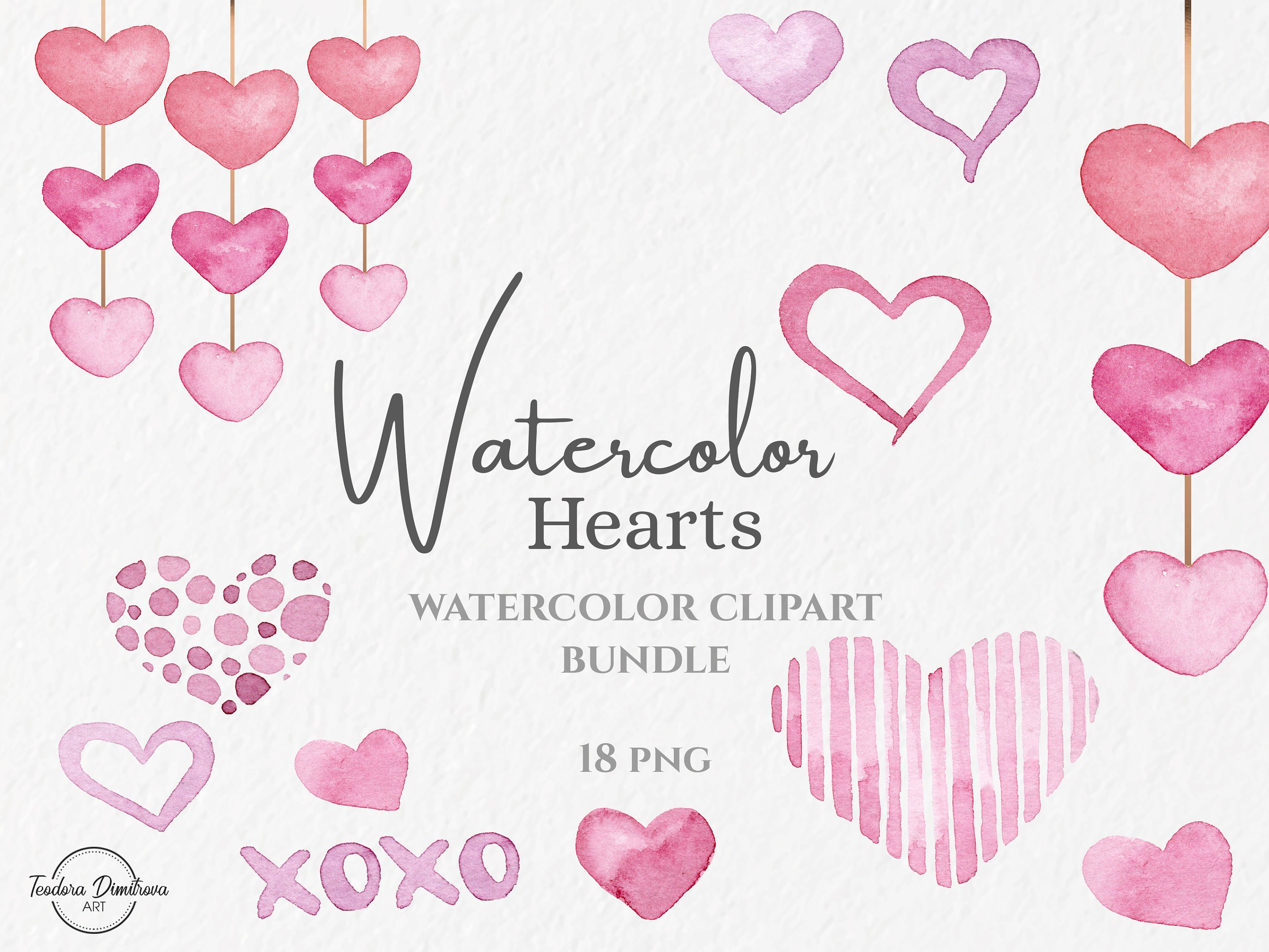 Watercolor Hearts Clipart Bundle / Día de San Valentín PNG Love PNG ...