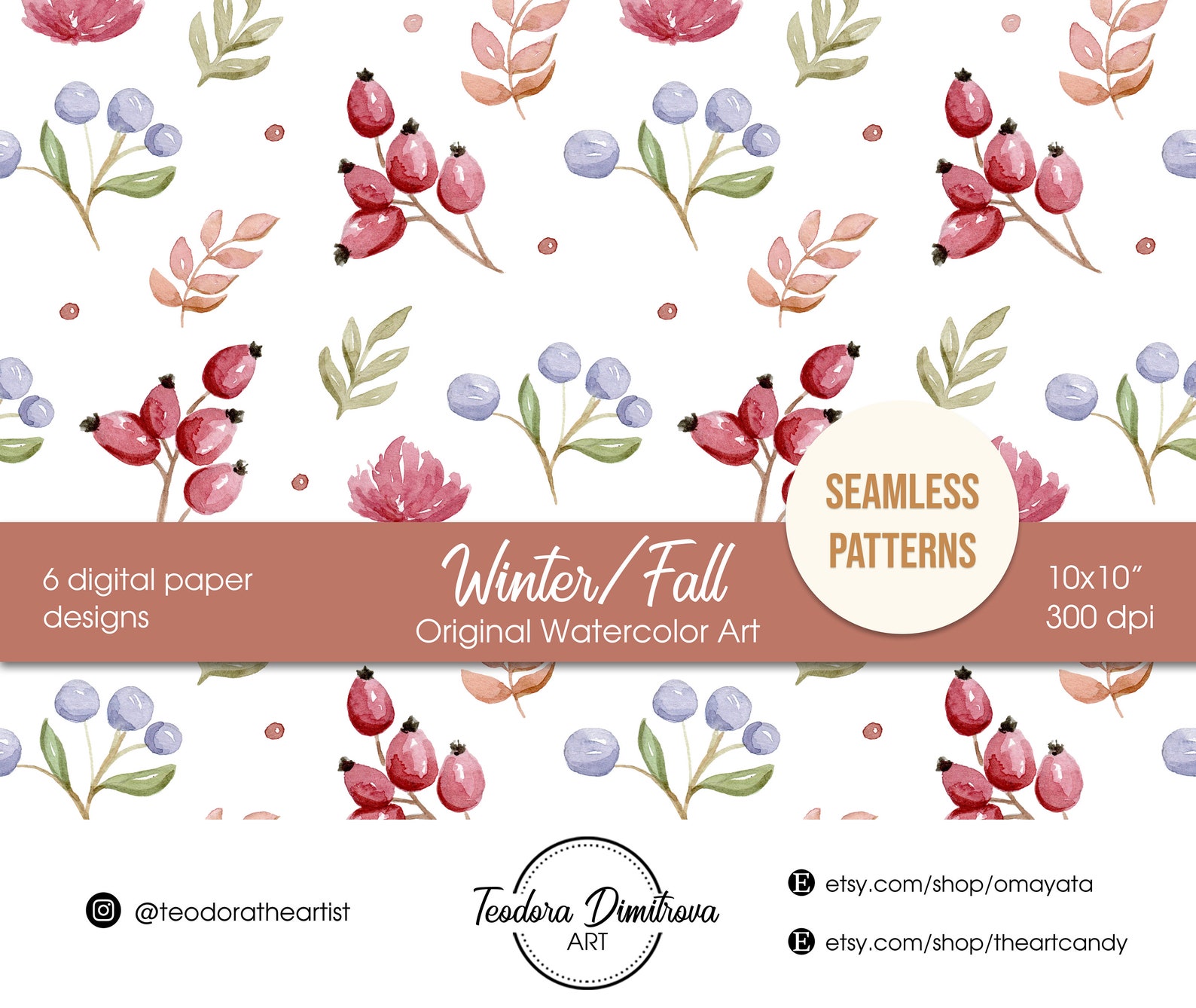 Autumn Leaves Digital Paper Watercolor Seamless Pattern - Etsy