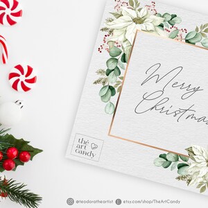 Watercolor White Poinsettia Flower Frames and Borders Clipart | Floral ...