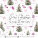 Pink Christmas Tree Digital Paper Watercolor Art | Girly Christmas ...