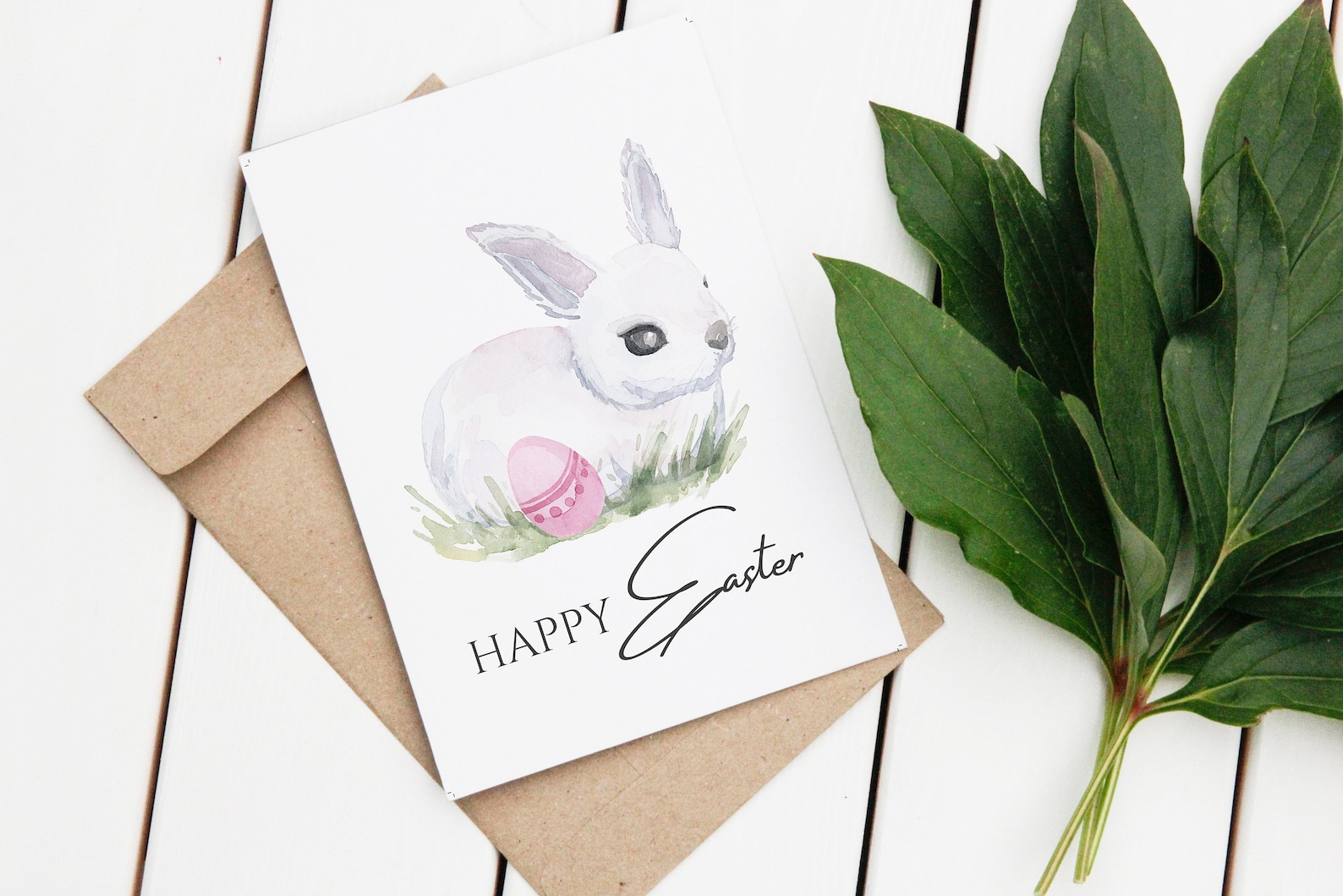 Easter Bunny Printable Cards Set HAPPY EASTER Card Cute - Etsy