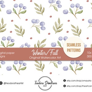 Autumn Leaves Digital Paper, Watercolor Seamless Pattern, Scrapbook ...