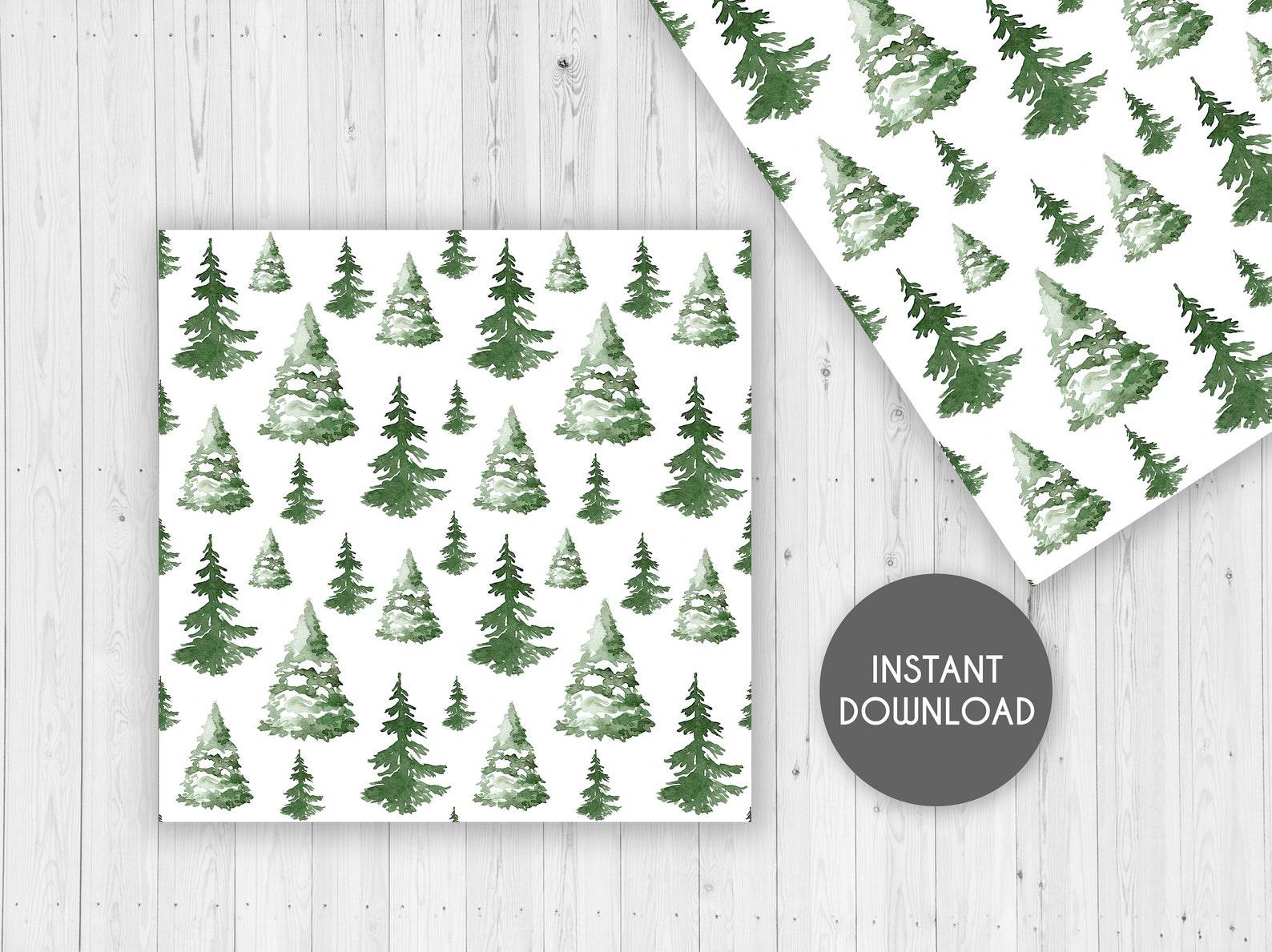 Christmas Tree Digital Paper Watercolor Art Christmas | Etsy