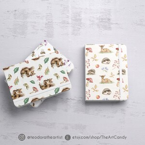 Woodland Animals Digital Paper Watercolor Art Forest Seamless Pattern ...