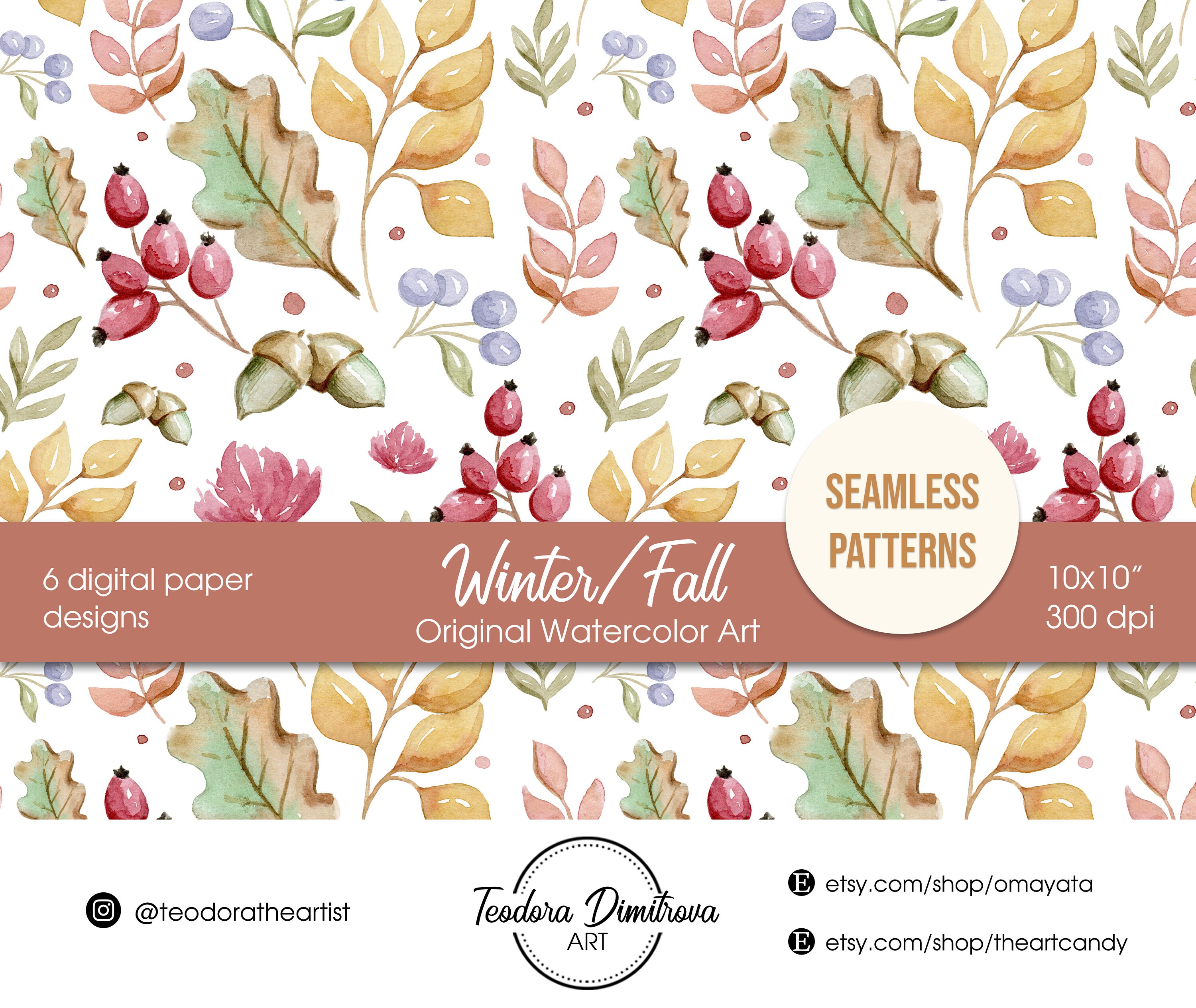 Autumn Leaves Digital Paper Watercolor Seamless Pattern - Etsy