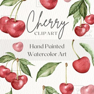 Hand Painted Cherry Watercolor Clipart Set | Hand Drawn Watercolor ...