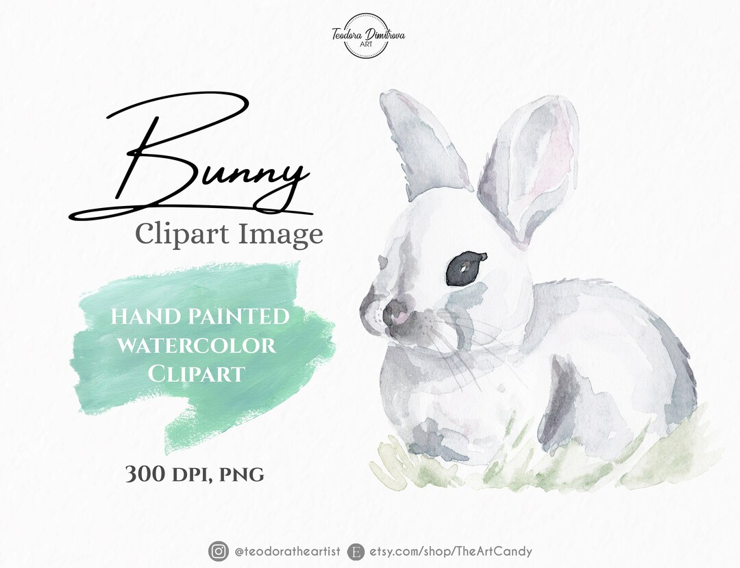 Watercolor Bunny Clipart | Hand Painted Forest Baby Animal Illustration ...
