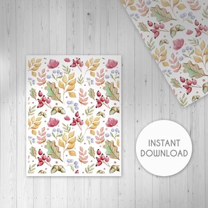 Autumn Leaves Digital Paper, Watercolor Seamless Pattern, Scrapbook ...