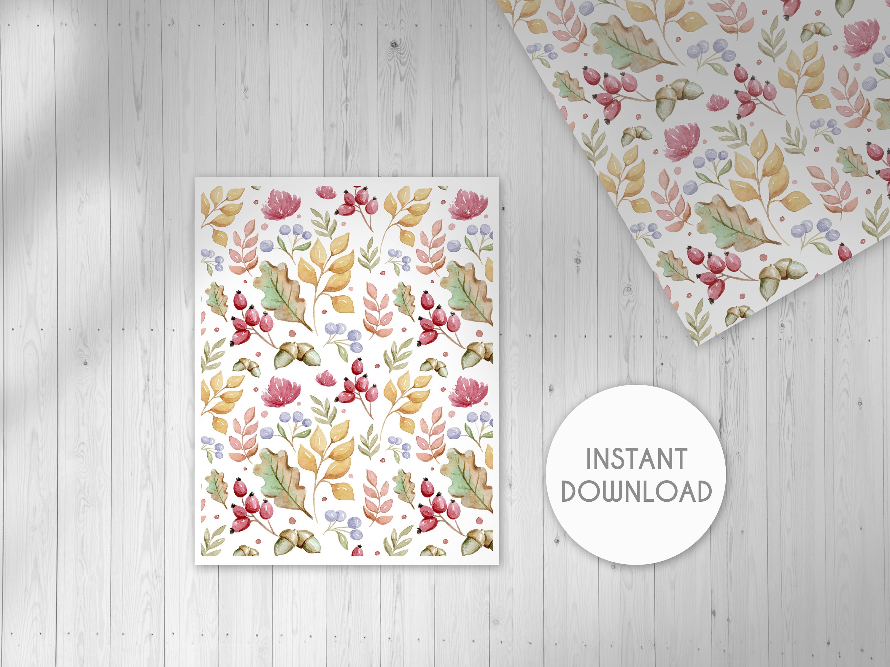 Autumn Leaves Digital Paper Watercolor Seamless Pattern - Etsy