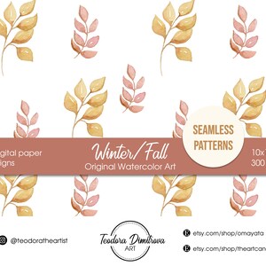 Autumn Leaves Digital Paper, Watercolor Seamless Pattern, Scrapbook ...