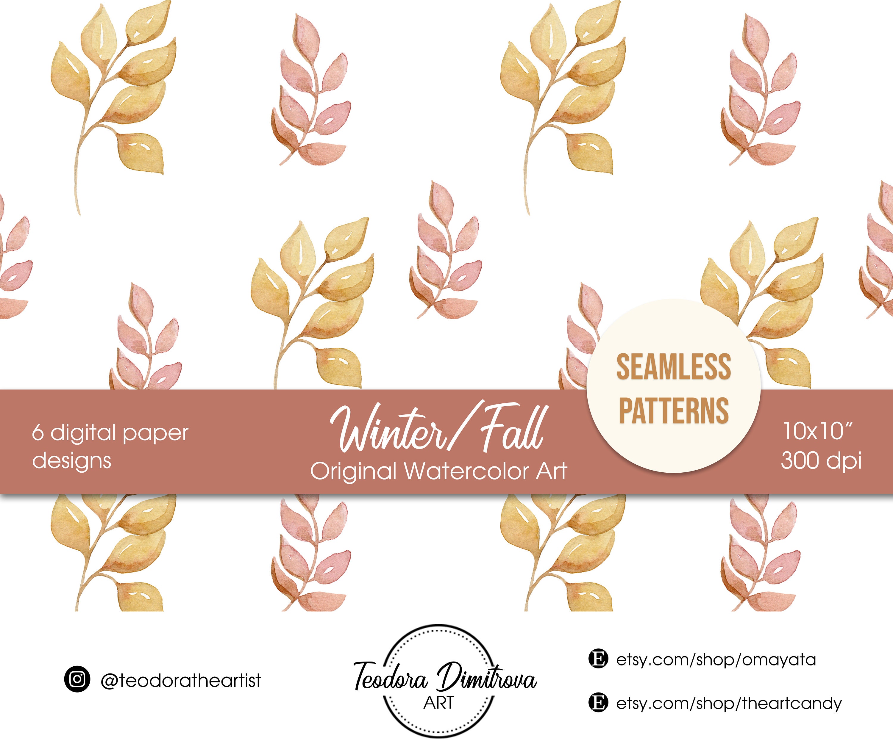 Autumn Leaves Digital Paper Watercolor Seamless Pattern - Etsy