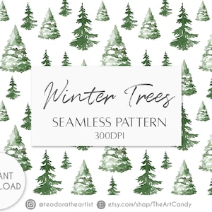 Christmas Tree Digital Paper Watercolor Art Christmas | Etsy