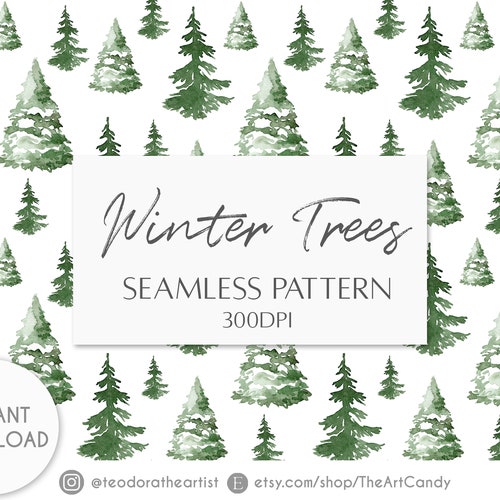 Christmas Tree Digital Paper Watercolor Art Christmas - Etsy
