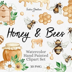Watercolor Honey Bee Clipart PNG | Hand Painted Watercolor Daisy ...