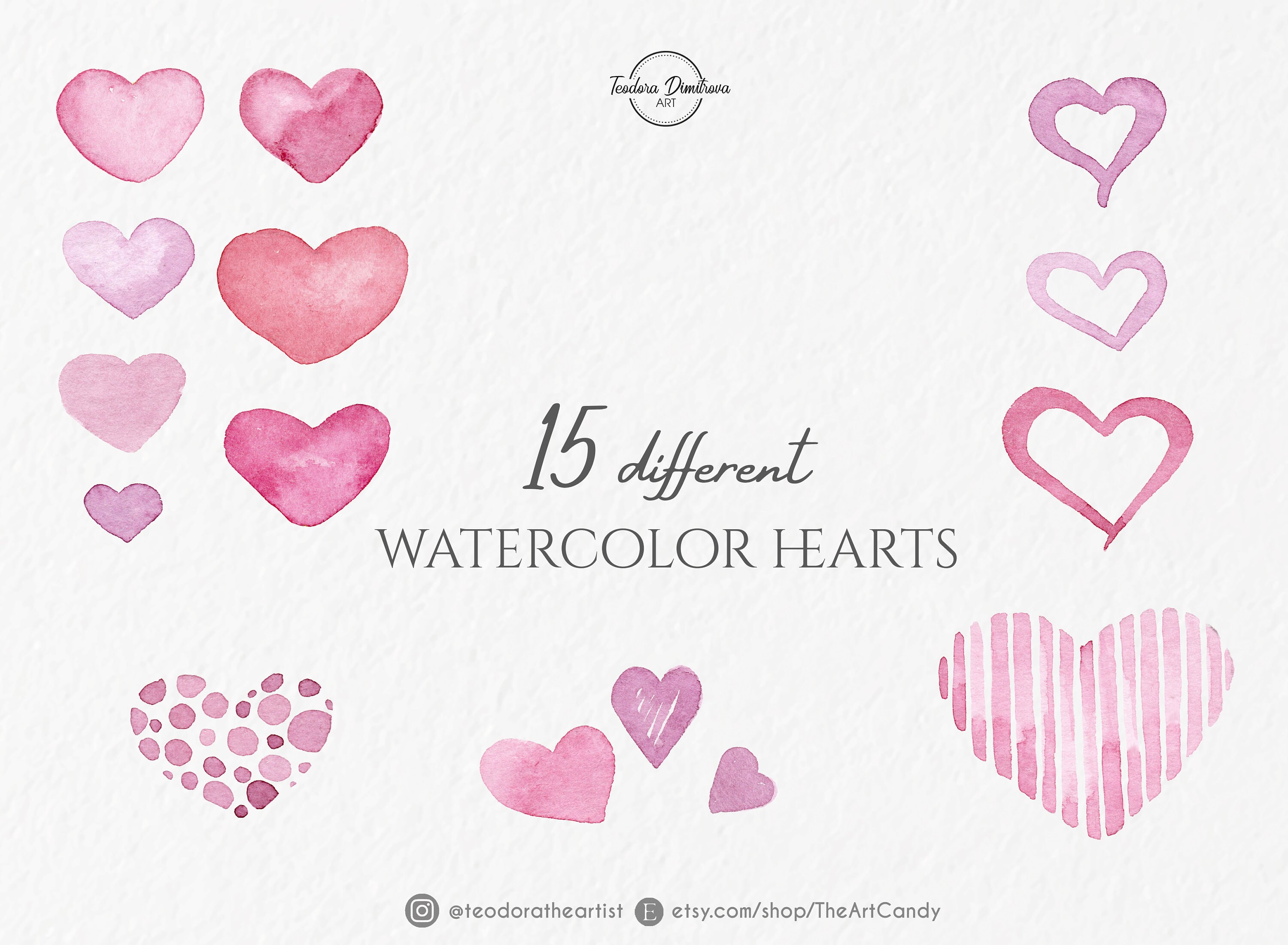 Watercolor Hearts Clipart Bundle Valentine's Day PNG Love PNG Hand ...