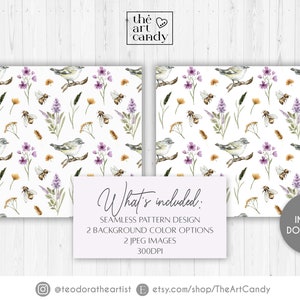 Forest Digital Paper Watercolor Art Woodland Animals Seamless Pattern ...