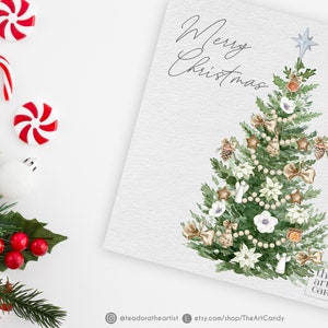 Boho Christmas Tree Watercolor Clipart PNG | Hand Painted Rustic ...
