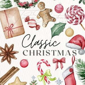 Classic Christmas PNG Watercolor Clipart | Vintage Christmas Tree ...