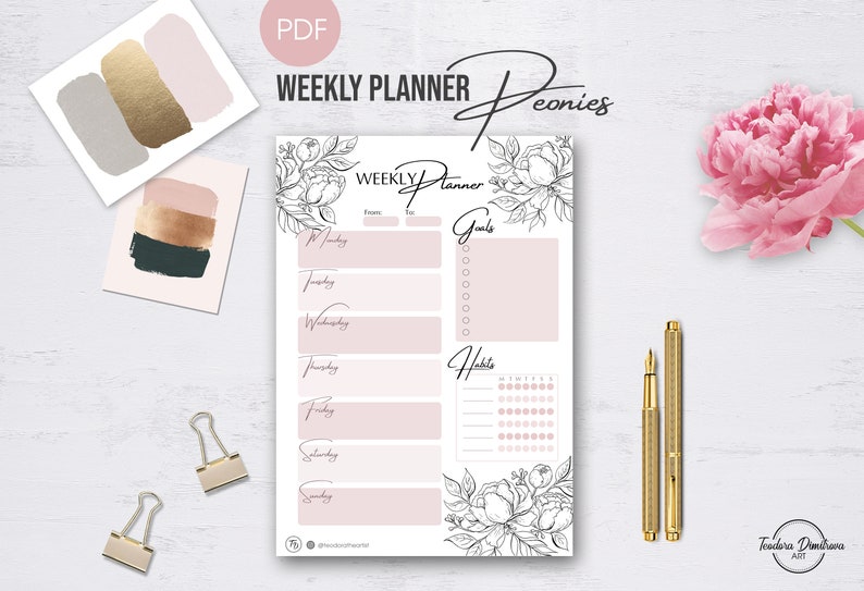 Printable Weekly Planner Pages Aesthetic Planner Inserts | Etsy