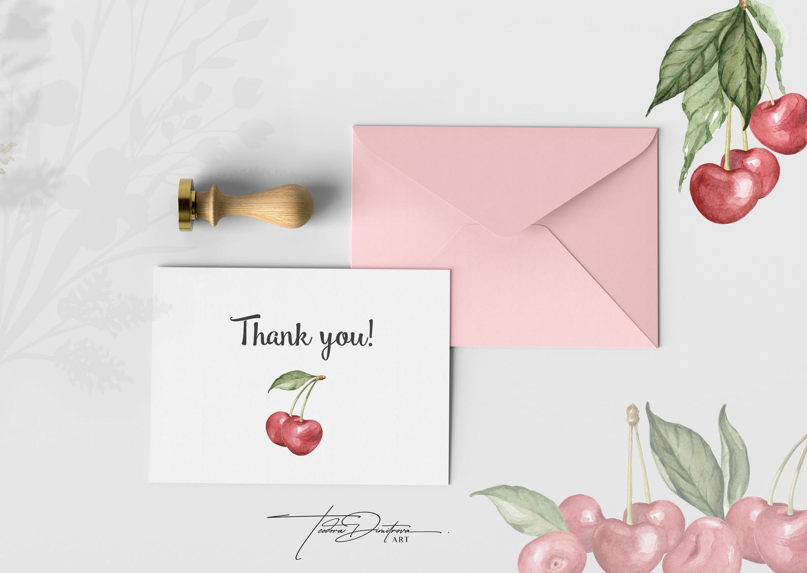 Hand Painted Cherry Watercolor Clipart Set | Hand Drawn Watercolor ...