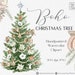 Boho Christmas Tree Watercolor Clipart PNG | Hand Painted Rustic ...