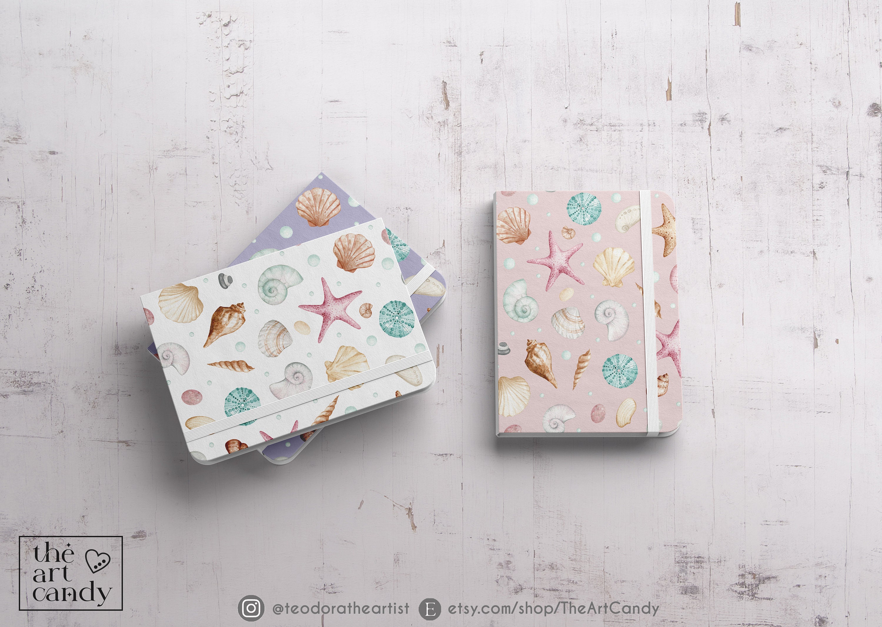 Summer Seamless Pattern Seashells Watercolor Art | Beach Ocean Digital ...