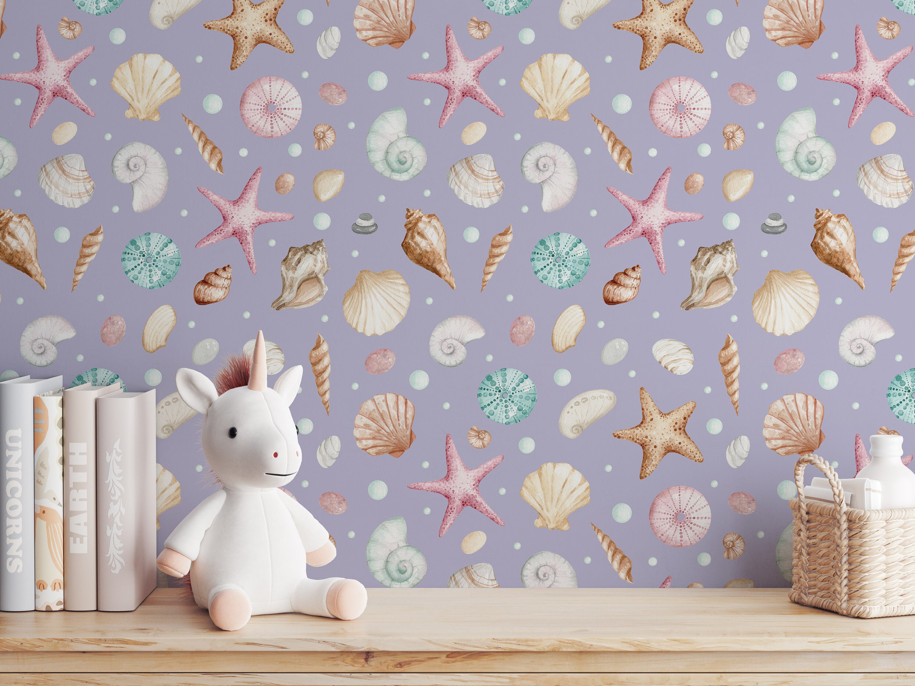 Summer Seamless Pattern Seashells Watercolor Art | Beach Ocean Digital ...