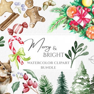 Hand Painted Clipart Bundle | Watercolor Christmas Clipart Bundle ...
