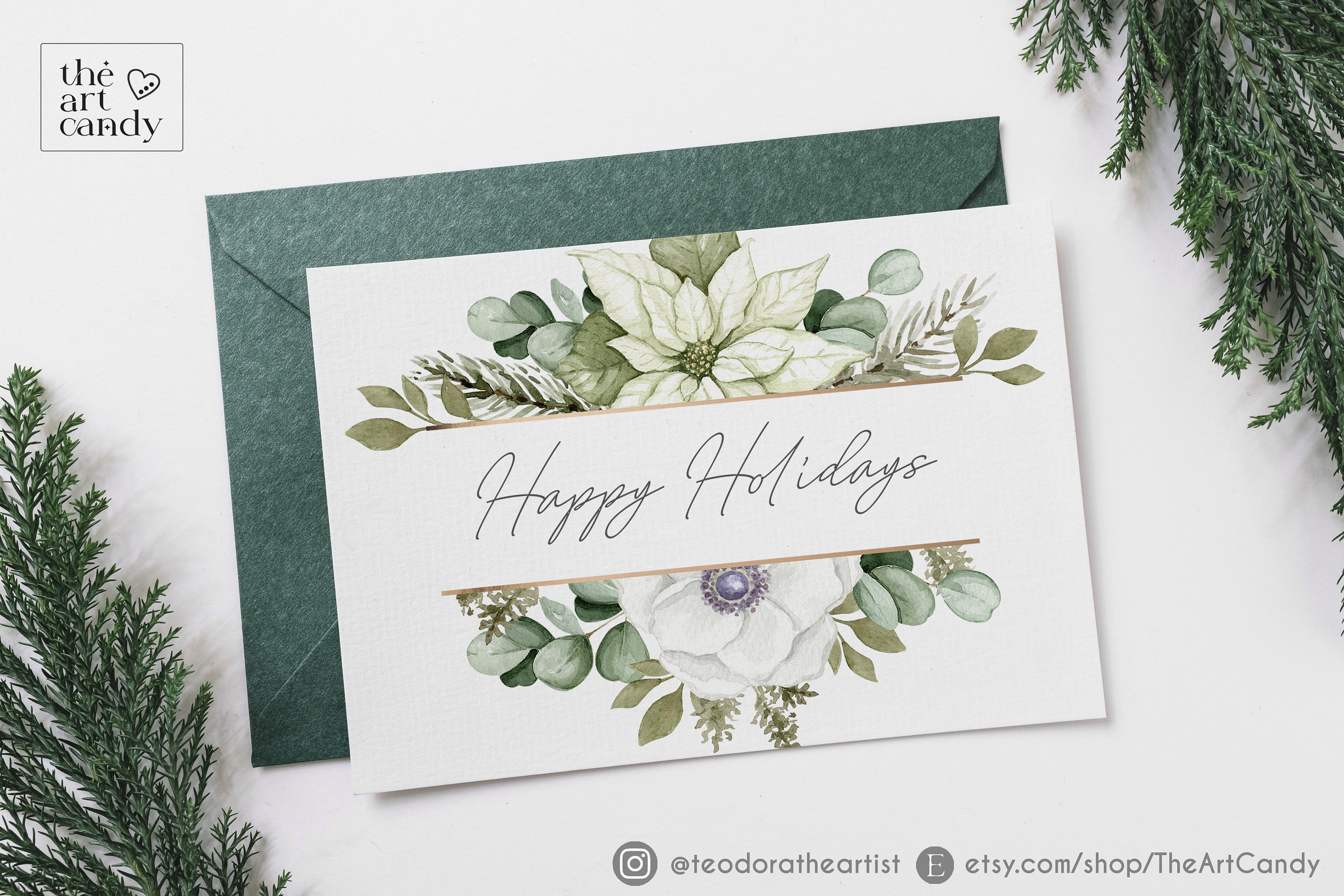 Watercolor White Poinsettia Clipart Set PNG Christmas Wreaths, Frames ...