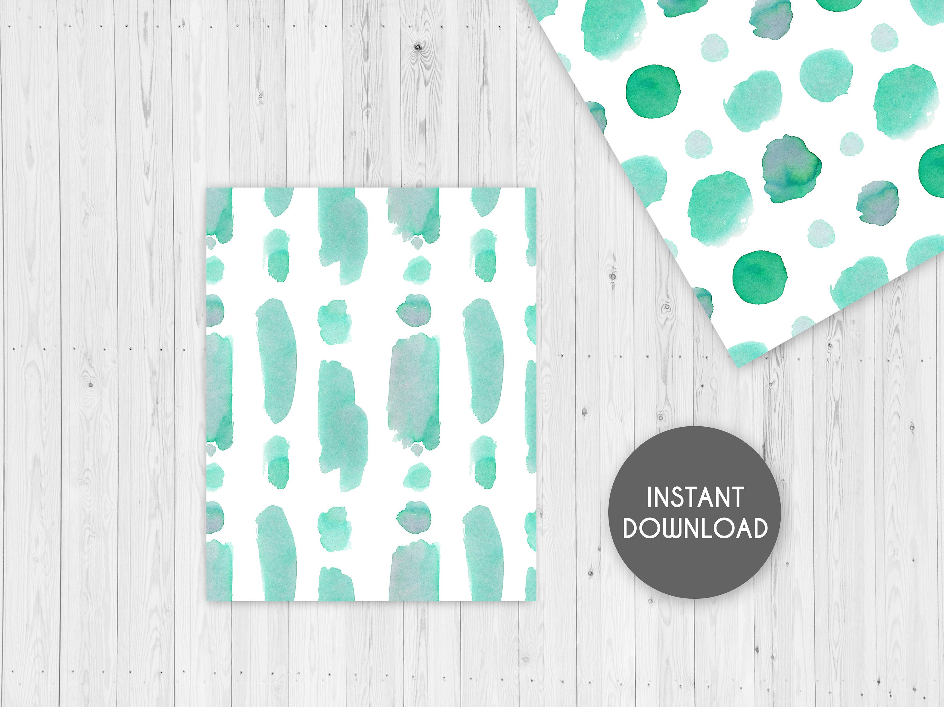 Abstract Watercolor Digital Paper Turquoise Watercolor Brush - Etsy