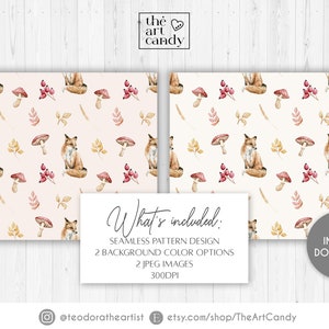 Forest Digital Paper Watercolor Art Woodland Animals Seamless Pattern ...