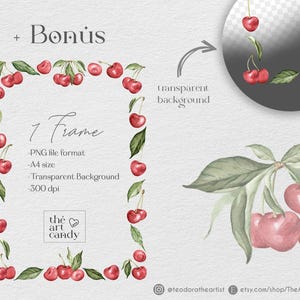 Hand Painted Cherry Watercolor Clipart Set | Hand Drawn Watercolor ...